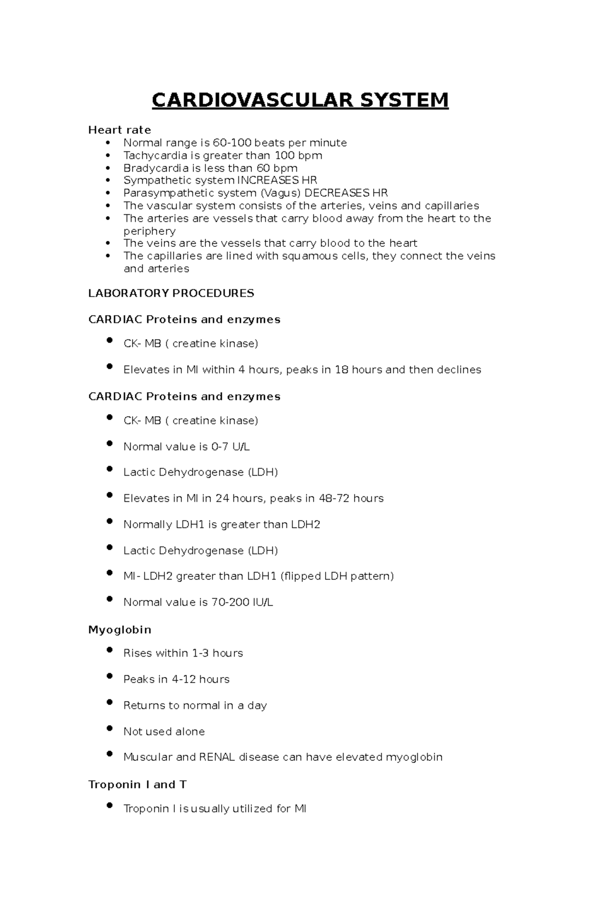 Cardiology-notes - Cardiology-notes - CARDIOVASCULAR SYSTEM Heart rate ...