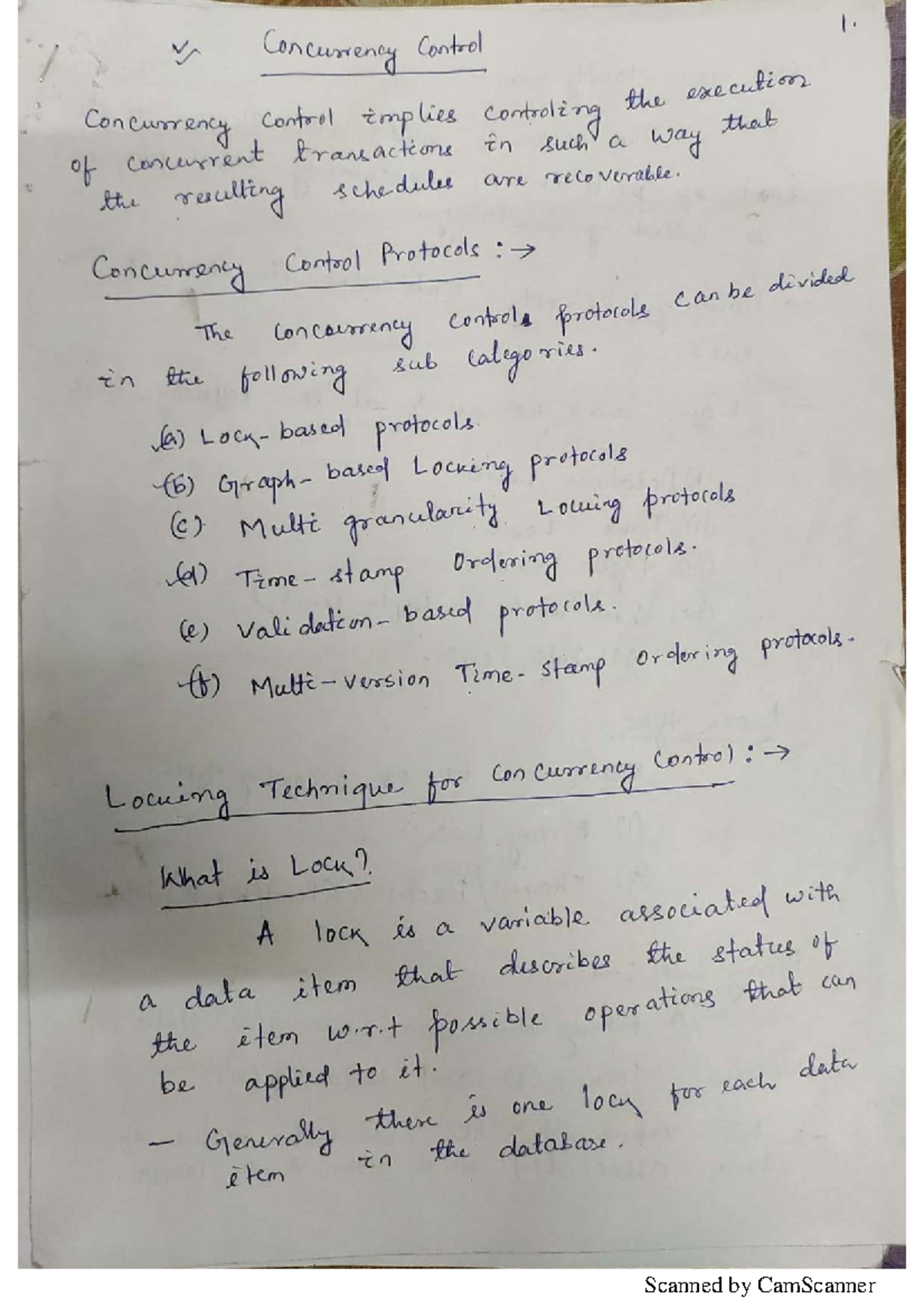 Unit 5 DBMS: Concurrency Control Protocols and Techniques Notes - Studocu