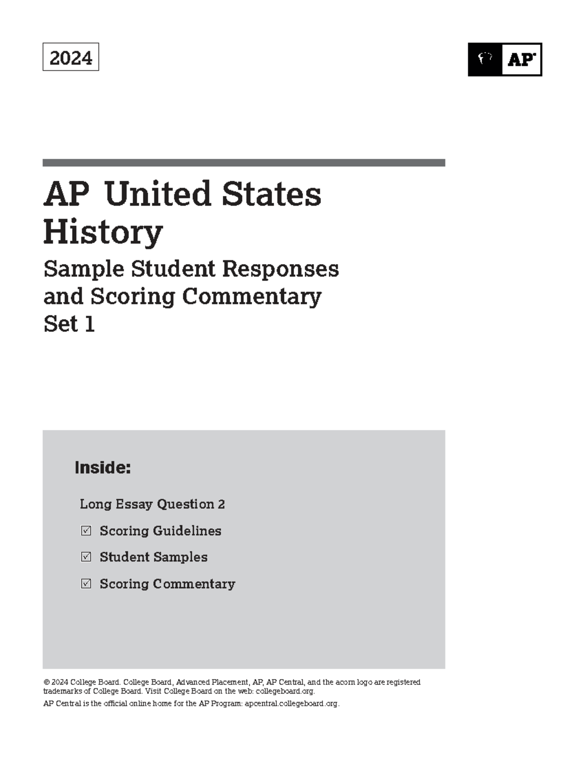 2024 AP US History LEQ 2 Sample Responses & Scoring Commentary Set 1 ...