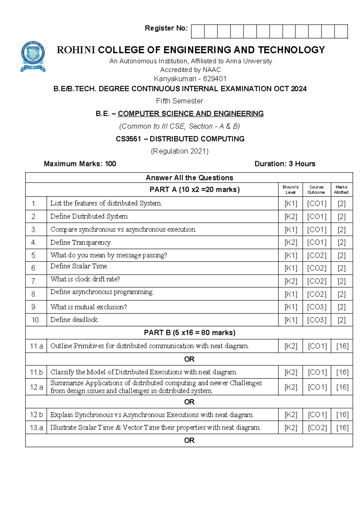 CS3551 - Distributed Computing Lecture Notes and Exam Guidelines - Studocu