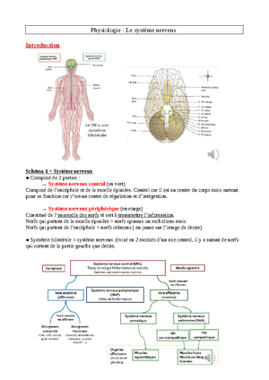 Cours 1. Introduction à la physiologie - Physiologie Chapitre 1 INTRO A LA PHYSIO GENERALE - Studocu
