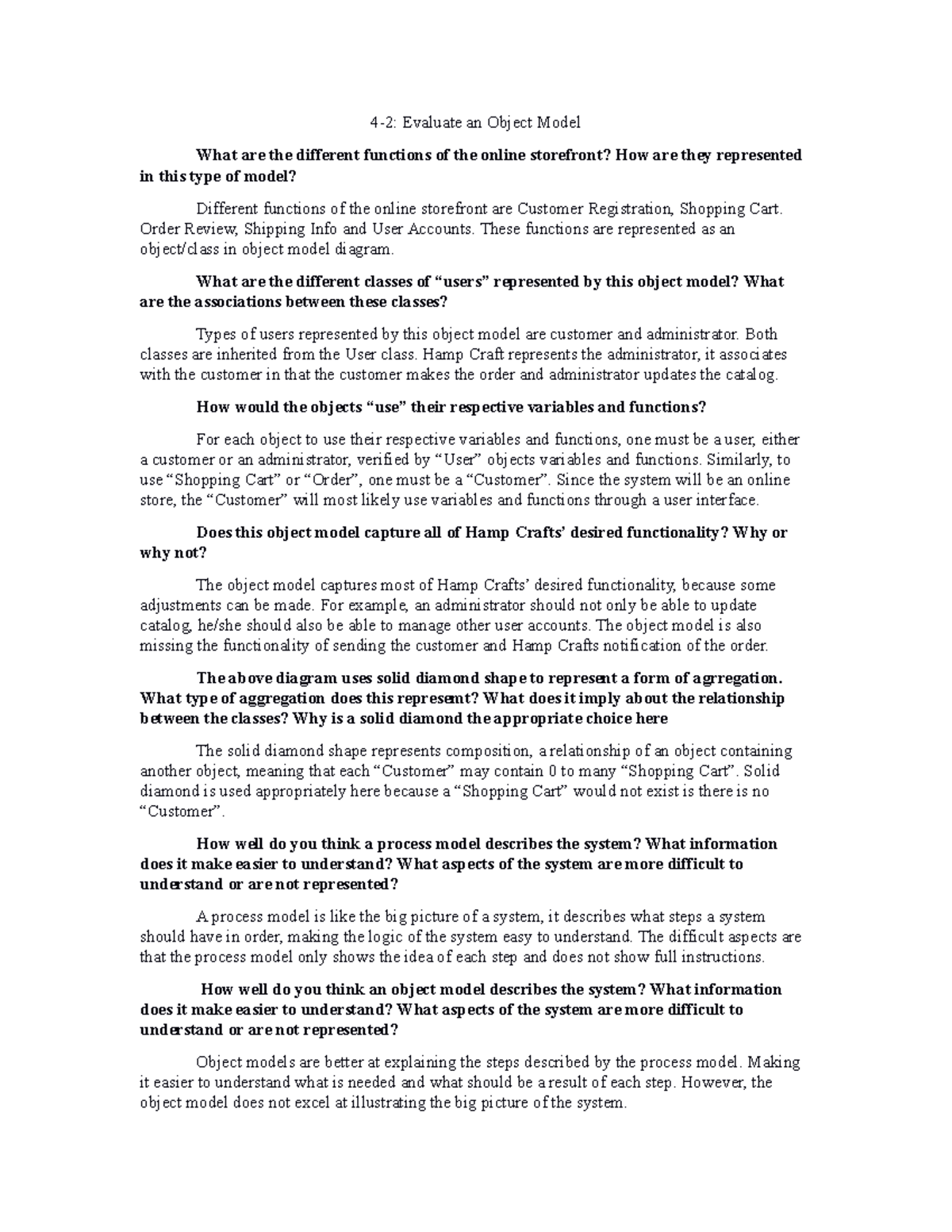 CS255 4-2: Evaluating the Object Model of an Online Storefront - Studocu