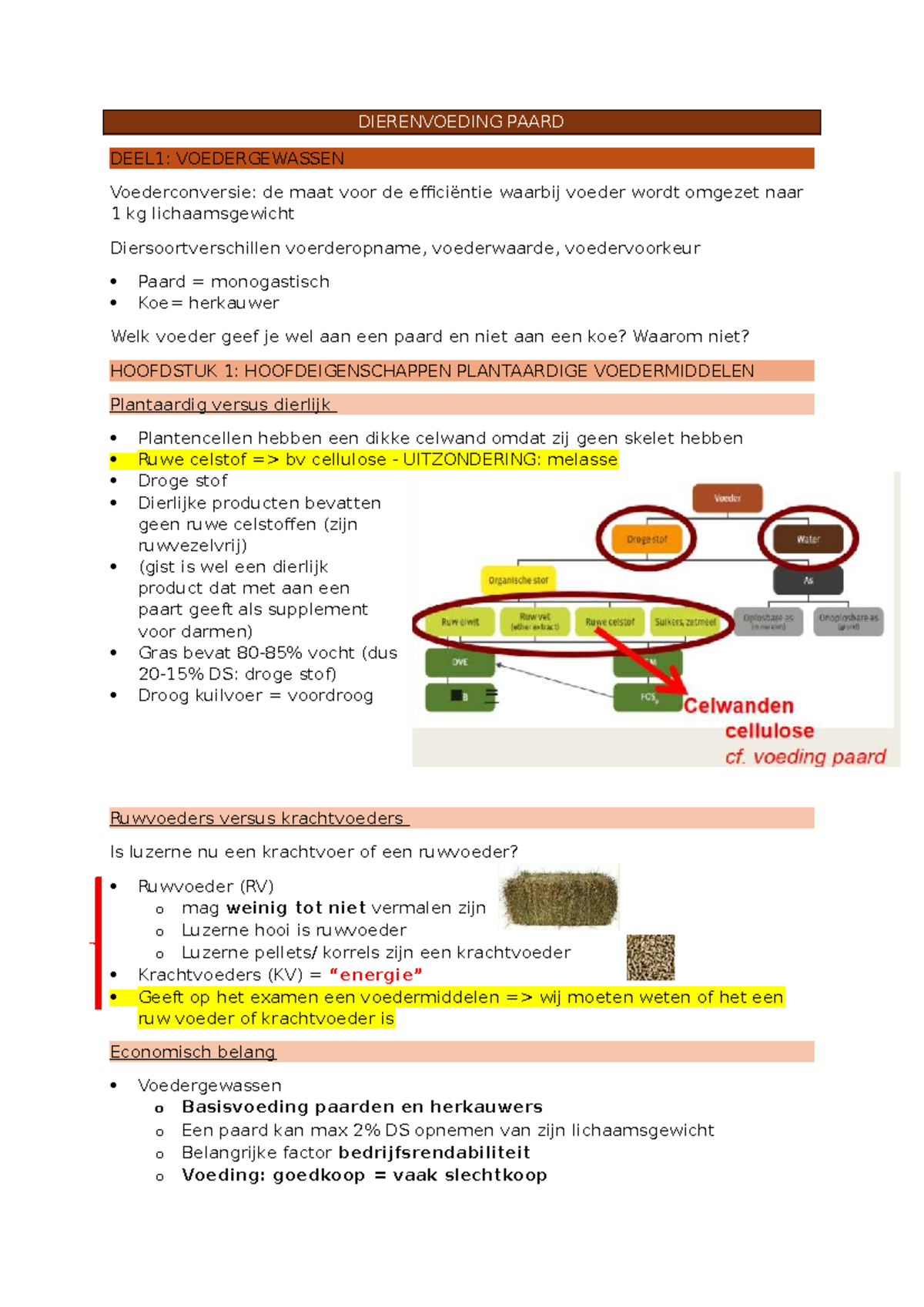 Dierenvoeding Paard (DIERENVOEDING) - Hoofdstukken 1 & 2 Samenvatting ...