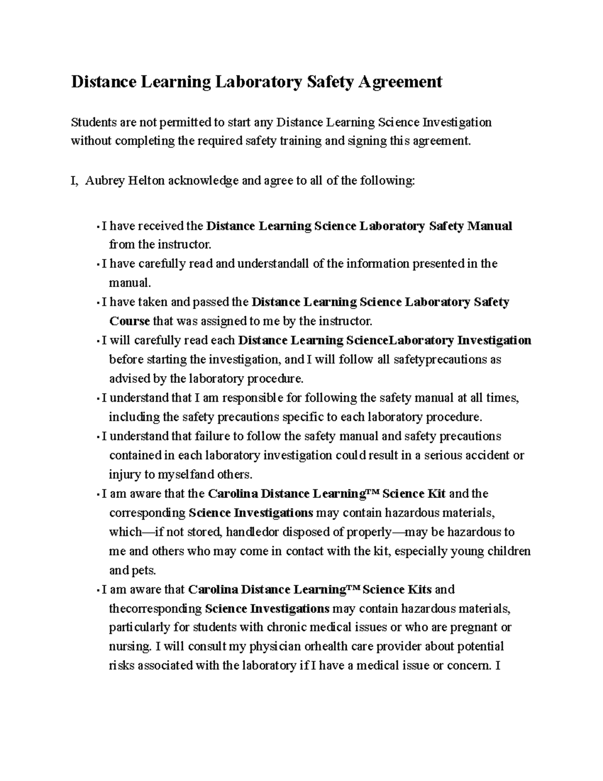 Distance Learning Science Lab Safety Training (Module 1) - Studocu
