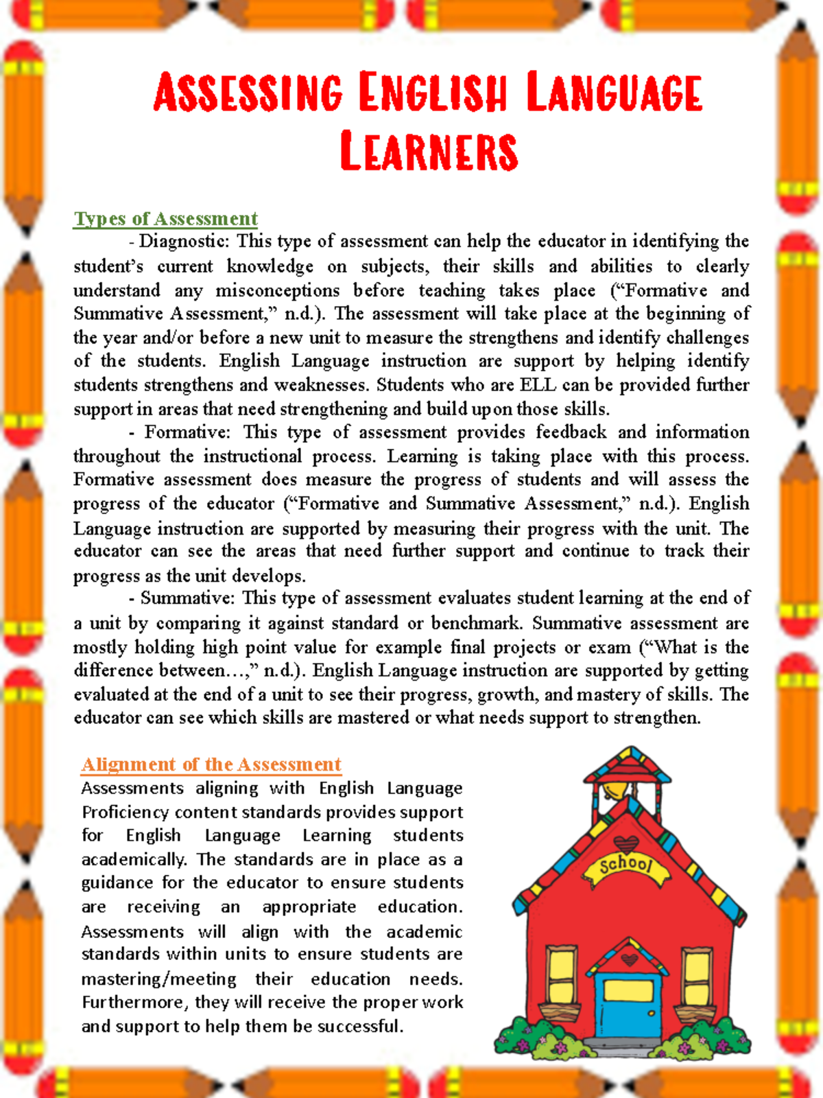 ESL-436N Topic 8 Newsletter: Assessment Strategies for ELLs - Studocu