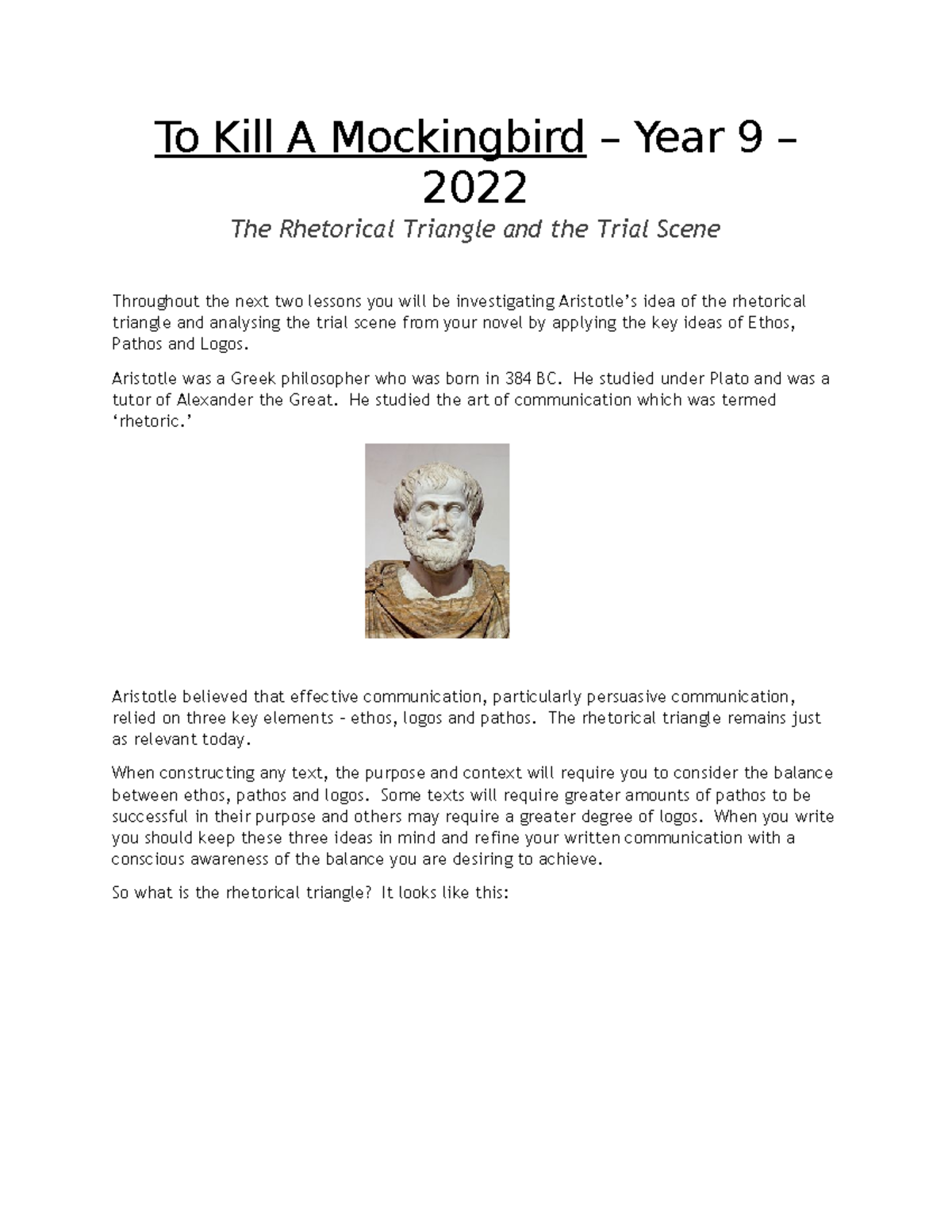 To Kill A Mockingbird The rhetorical triangle 2022 - To Kill A ...