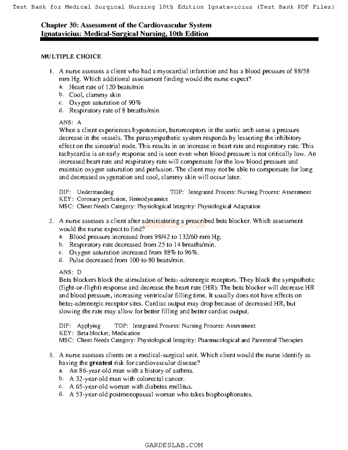 Chapter 30: Cardiovascular System Assessment Insights and Notes - Studocu