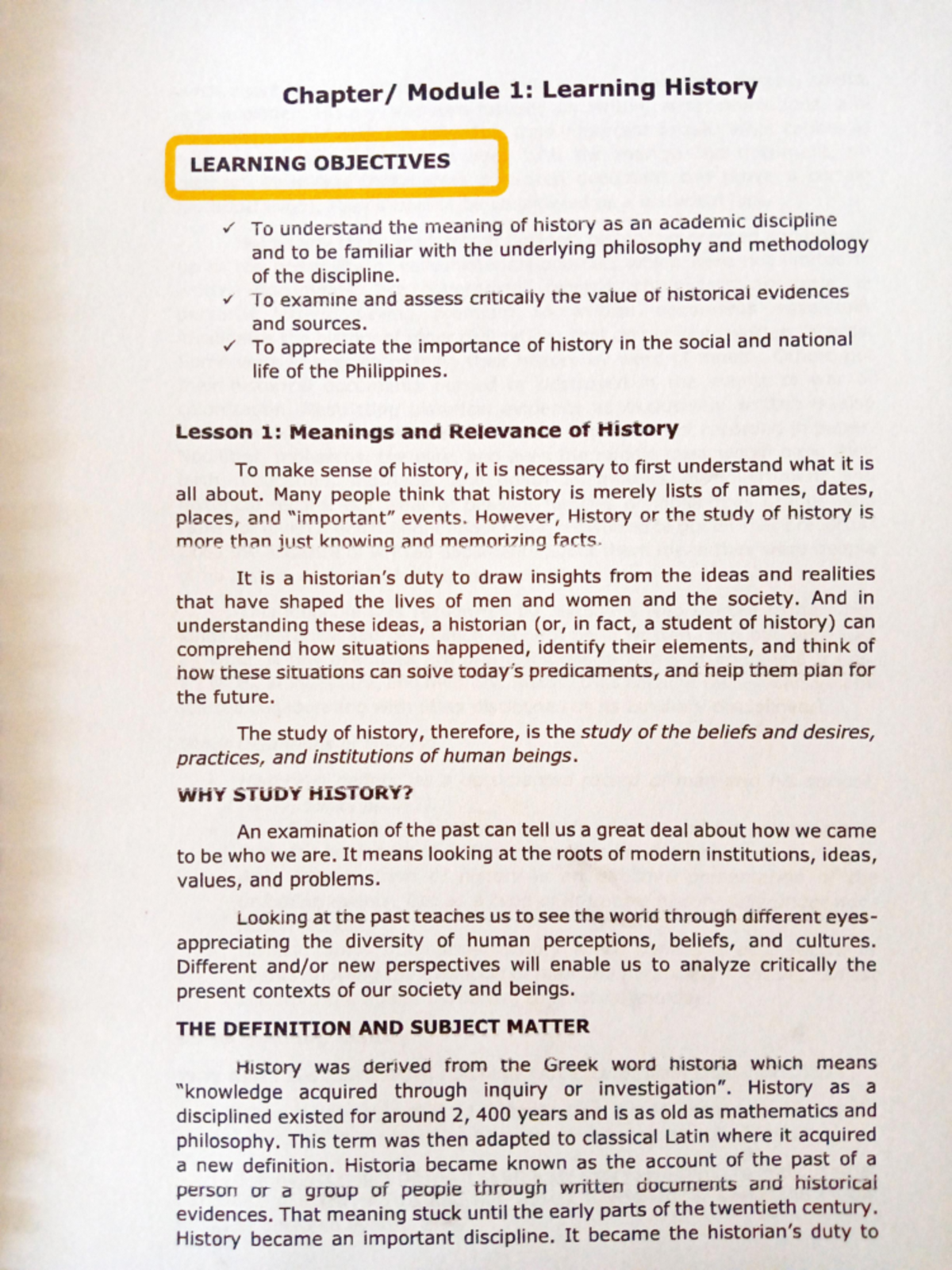Philippine History Readings: Module 1 Overview and Insights - Studocu