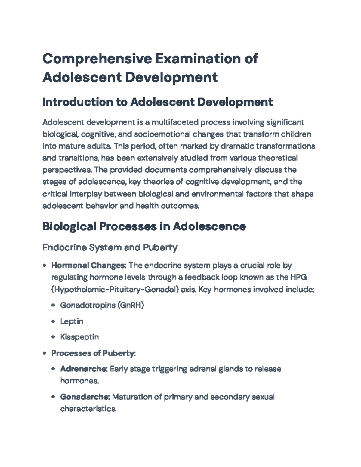 Comprehensive Overview of Adolescent Development Theories and Impacts ...