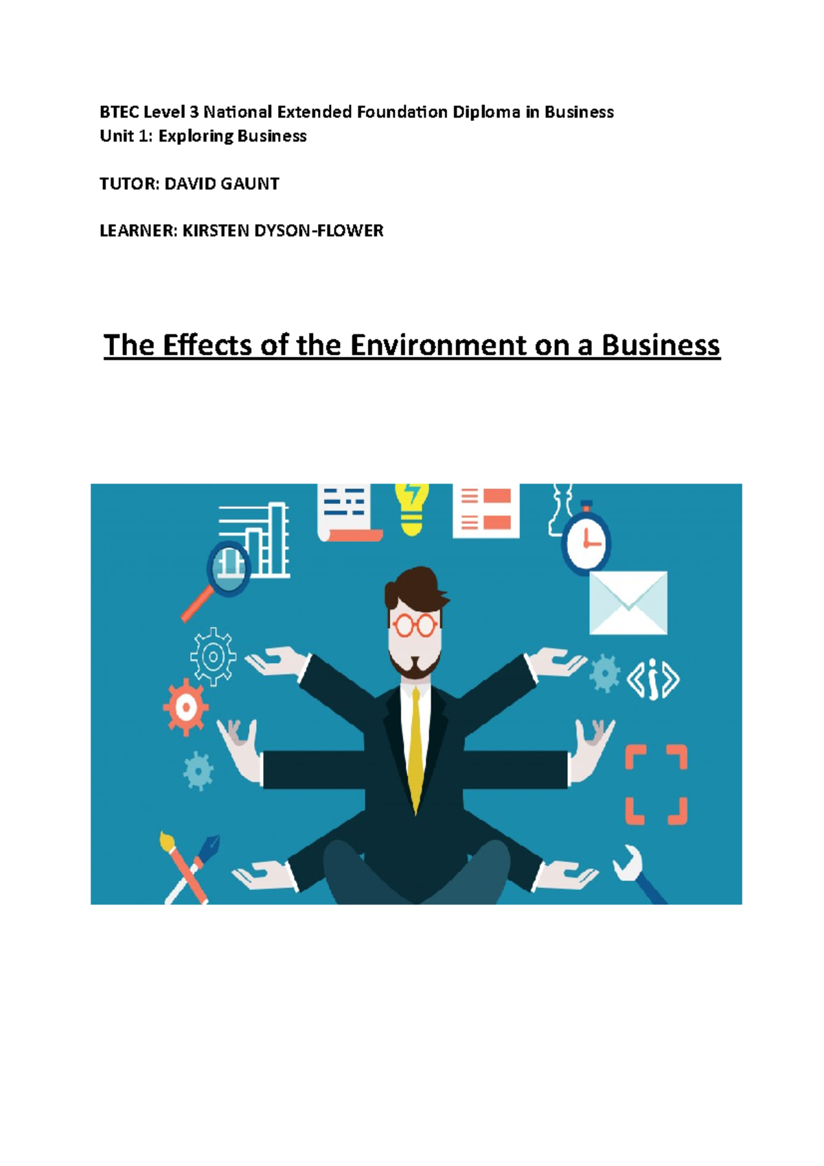 BTEC Level 3 Unit 1: Exploring Business Assignment 2 Analysis - Studocu