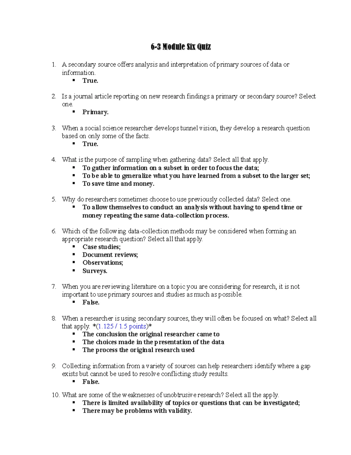 Module 5 Quiz - Research Methods Insights and Key Terms - Studocu
