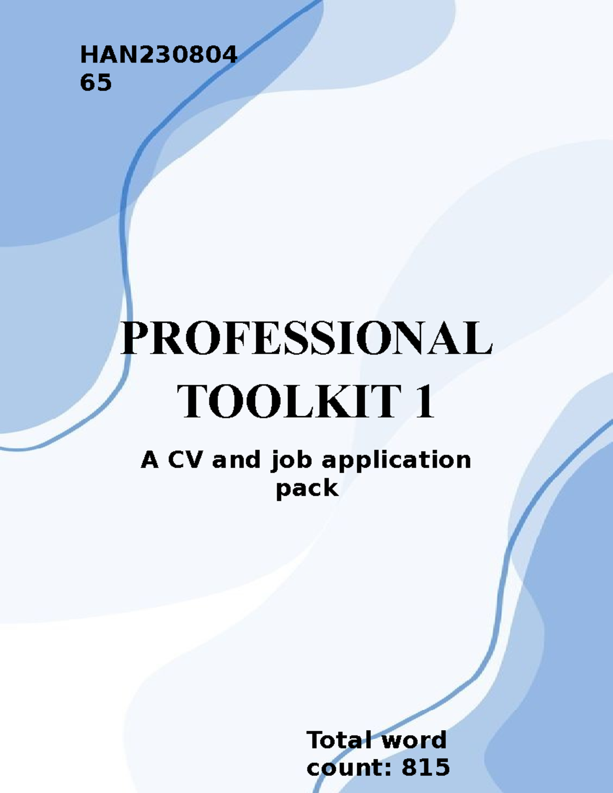 HAN23080465 - CV packs - PROFESSIONAL TOOLKIT 1 HAN 65 A CV and job ...