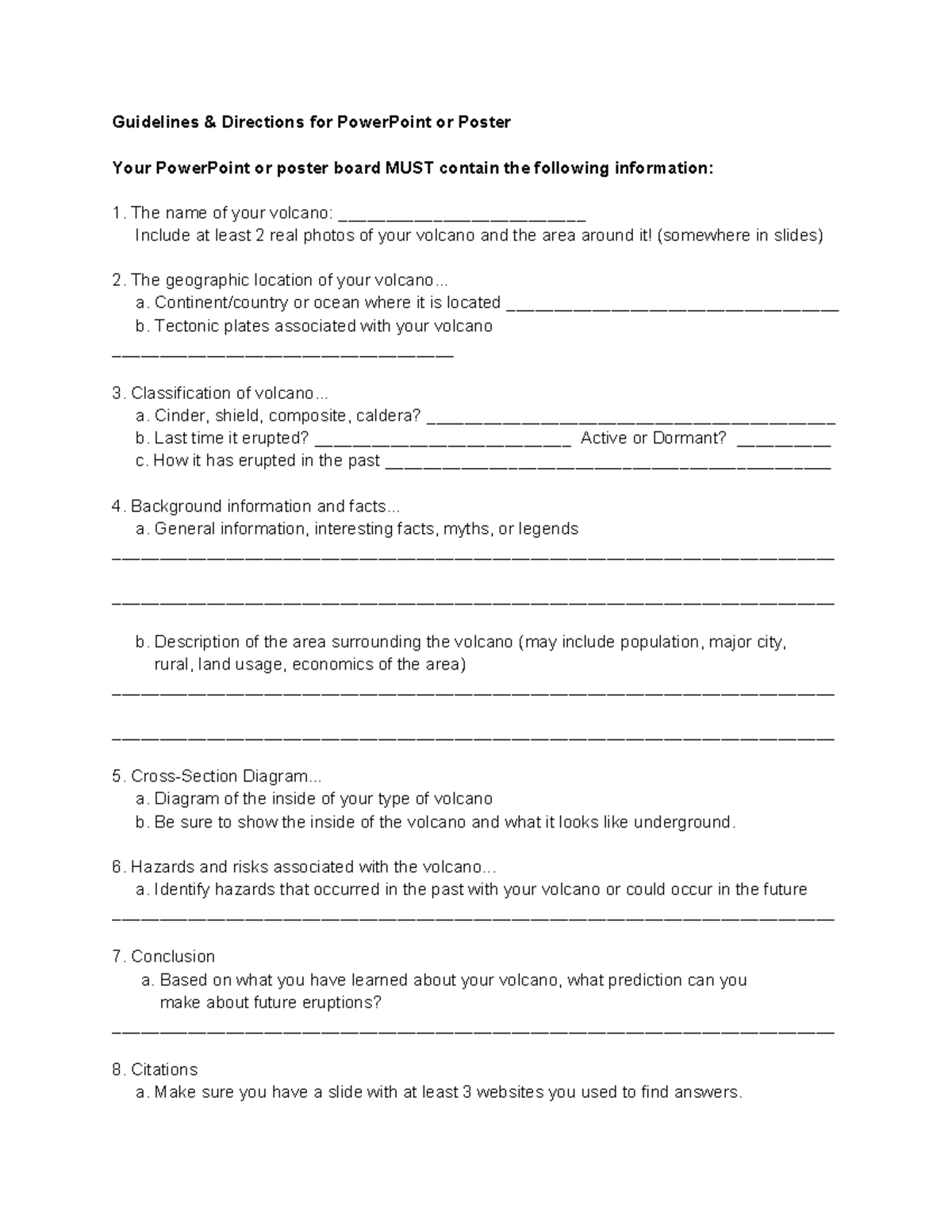 Volcano Research Guidelines: PowerPoint/Poster Instructions - Studocu