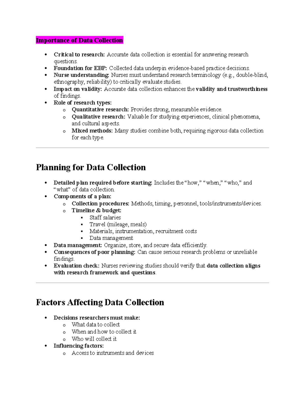 Appraising Data Collection & Sampling in Qualitative Studies (NCLEX) - Studocu