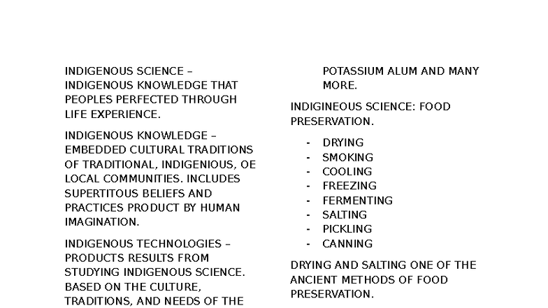 Indigenous Science Lesson 6: Knowledge, Practices, and Technologies ...