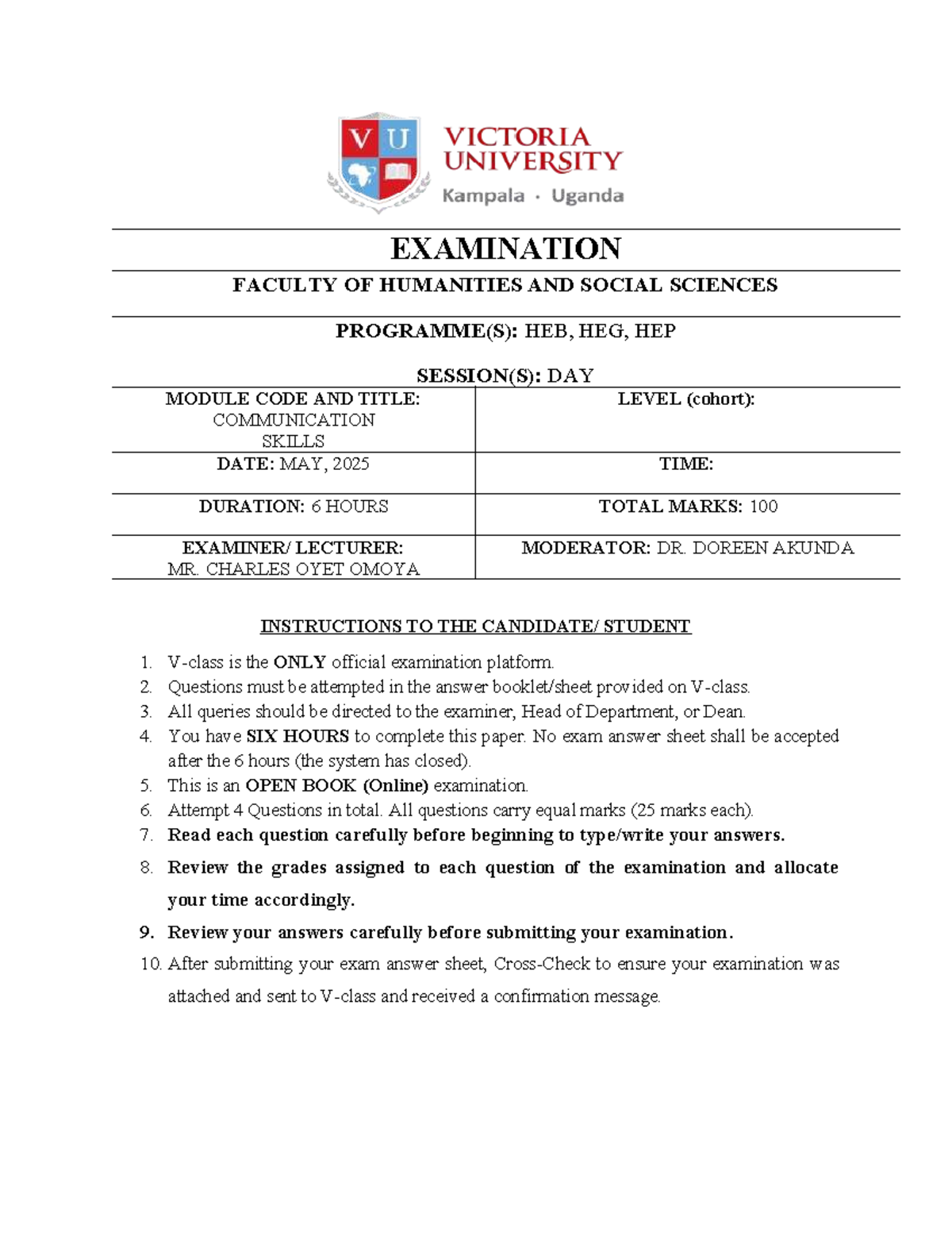 FDN Communication Skills Exam - May 2025 (6 Hours) - Studocu