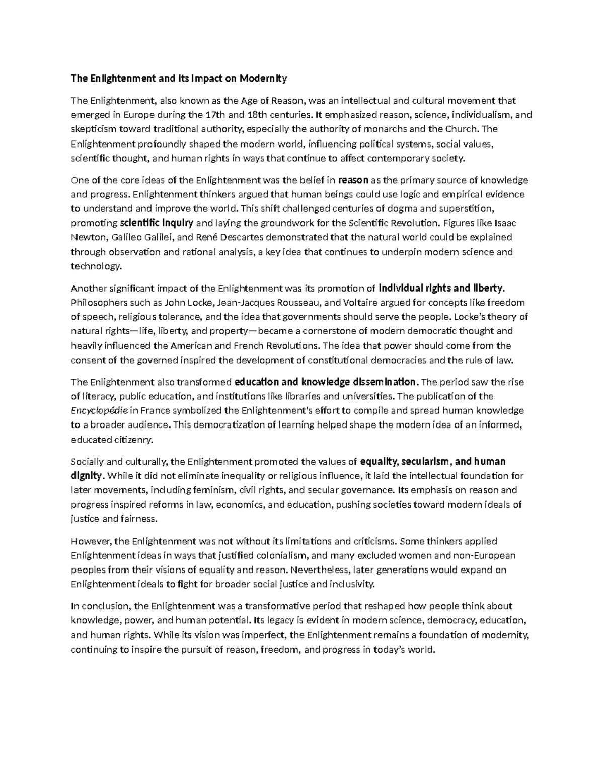 The Enlightenment's Influence on Modern Society: A Comprehensive ...