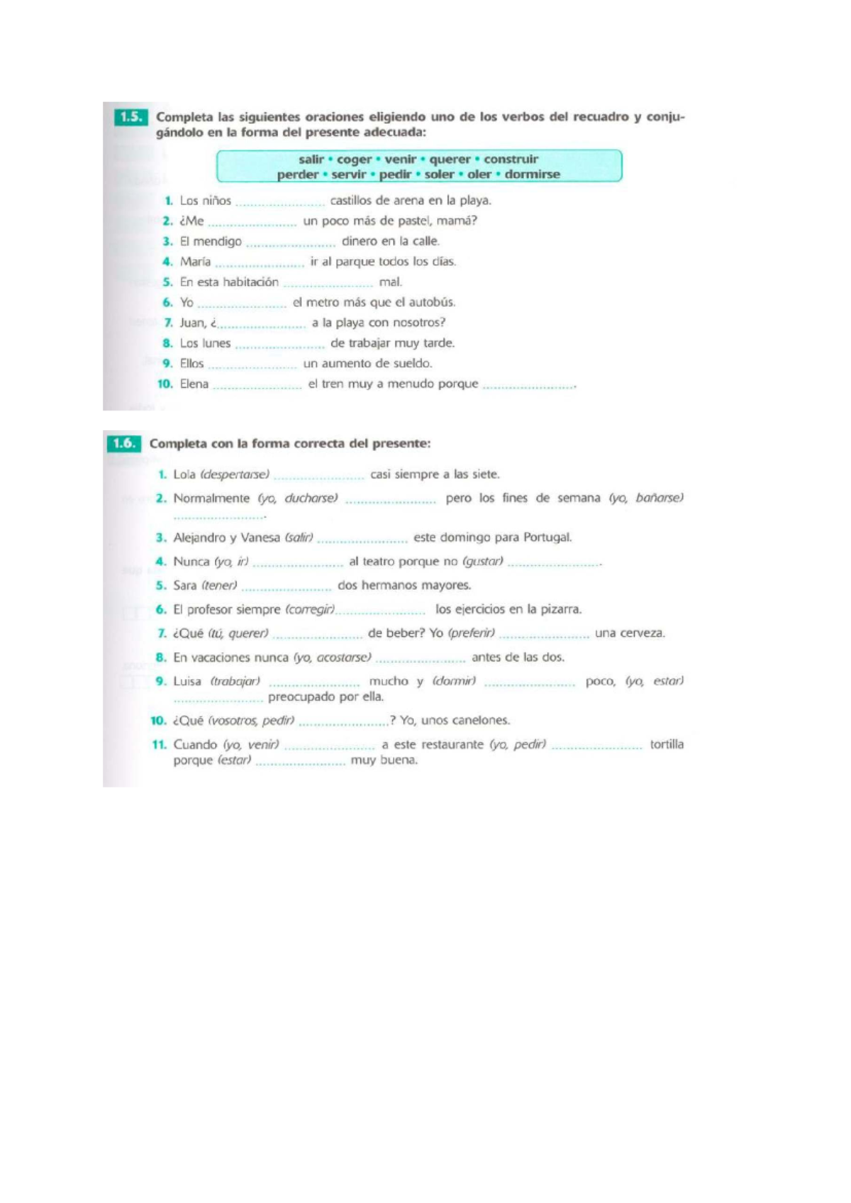 Repaso de Tiempos Verbales en Español: Ejercicios y Respuestas - Studocu