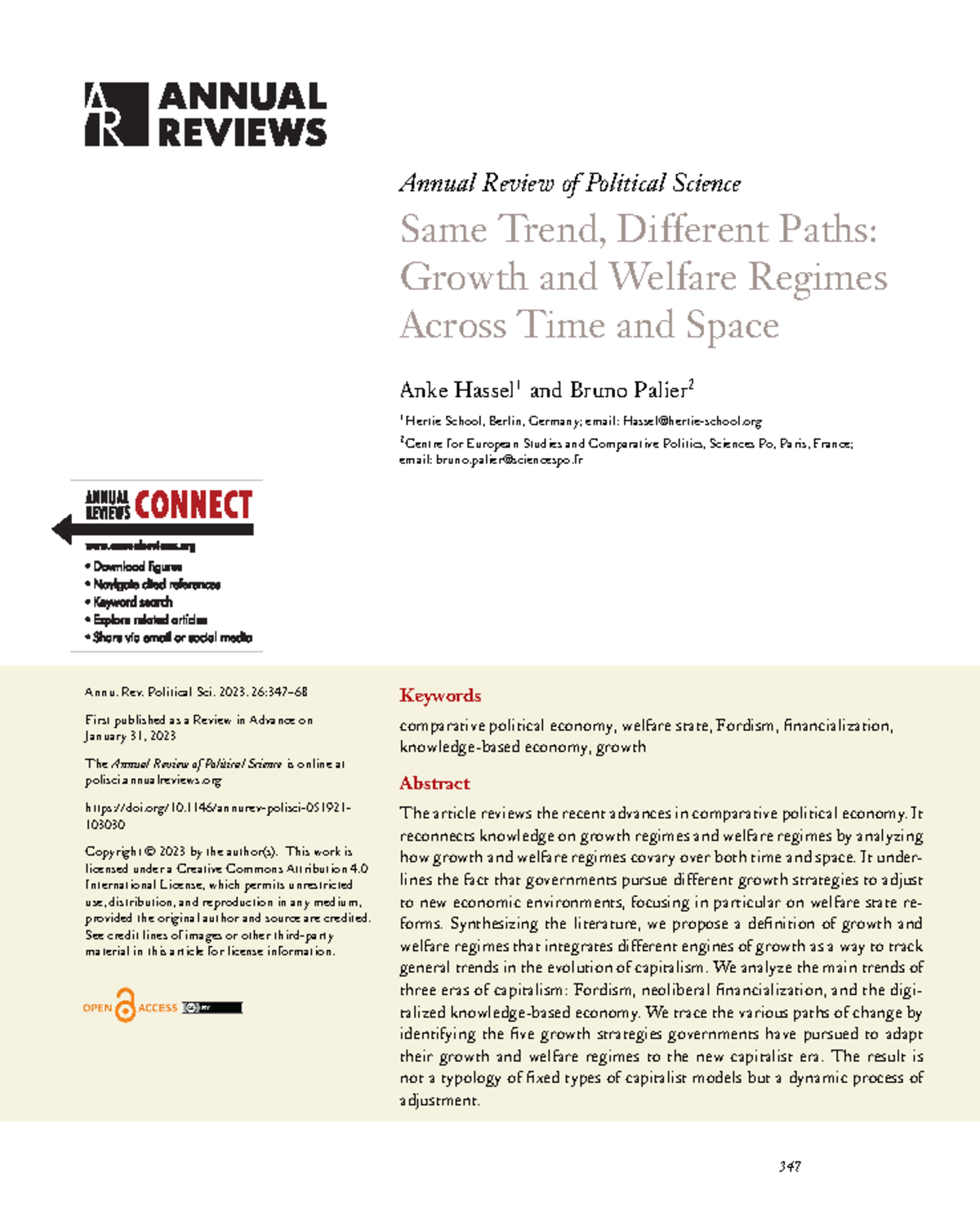 Same Trend, Different Paths: Economic Growth and Welfare Regimes ...
