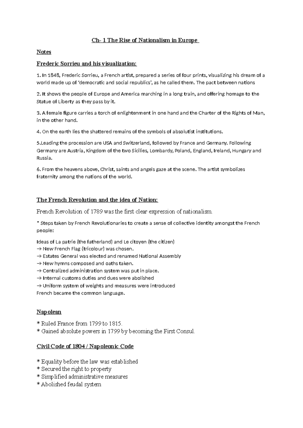 CH1 History X Notes: The Rise of Nationalism in Europe - Studocu