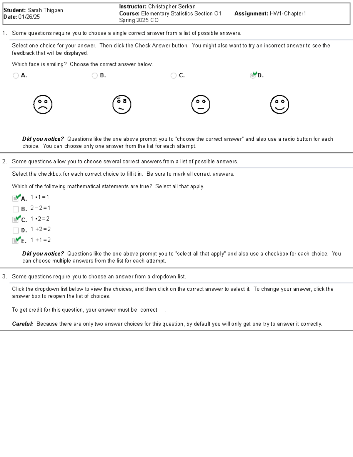 HW1: Chapter 1 Assignments and Assessments - Elementary Statistics ...