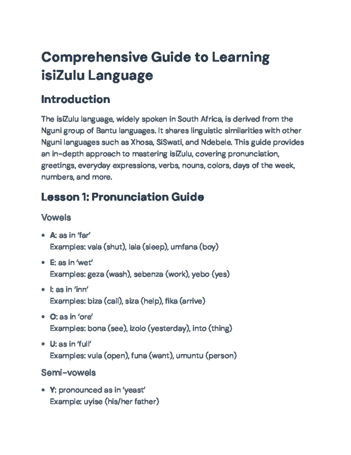 Comprehensive Guide to Learning isiZulu Language Basics - Comprehensive ...