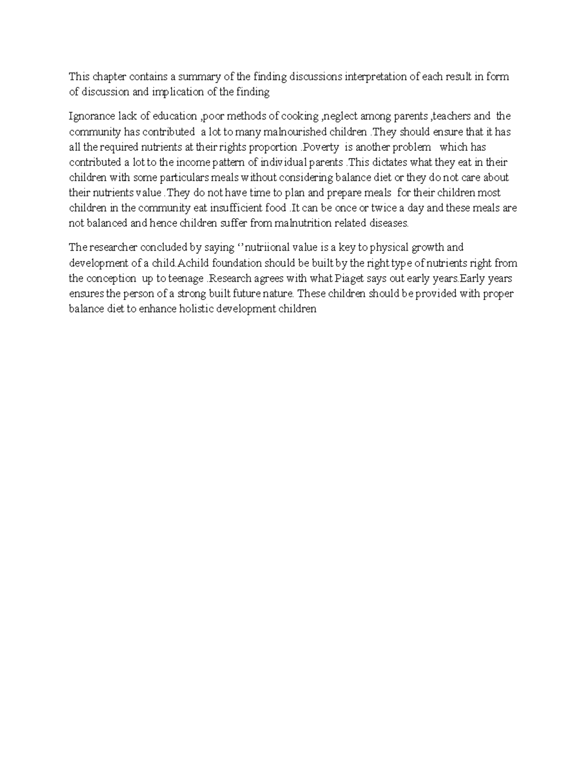 Chapter Summary: Malnutrition Causes & Implications (Course Code ...