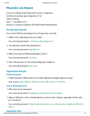 PhysioEx Exercise 8 Activity 2 - 11/11/2019 PhysioEx Exercise 8 ...