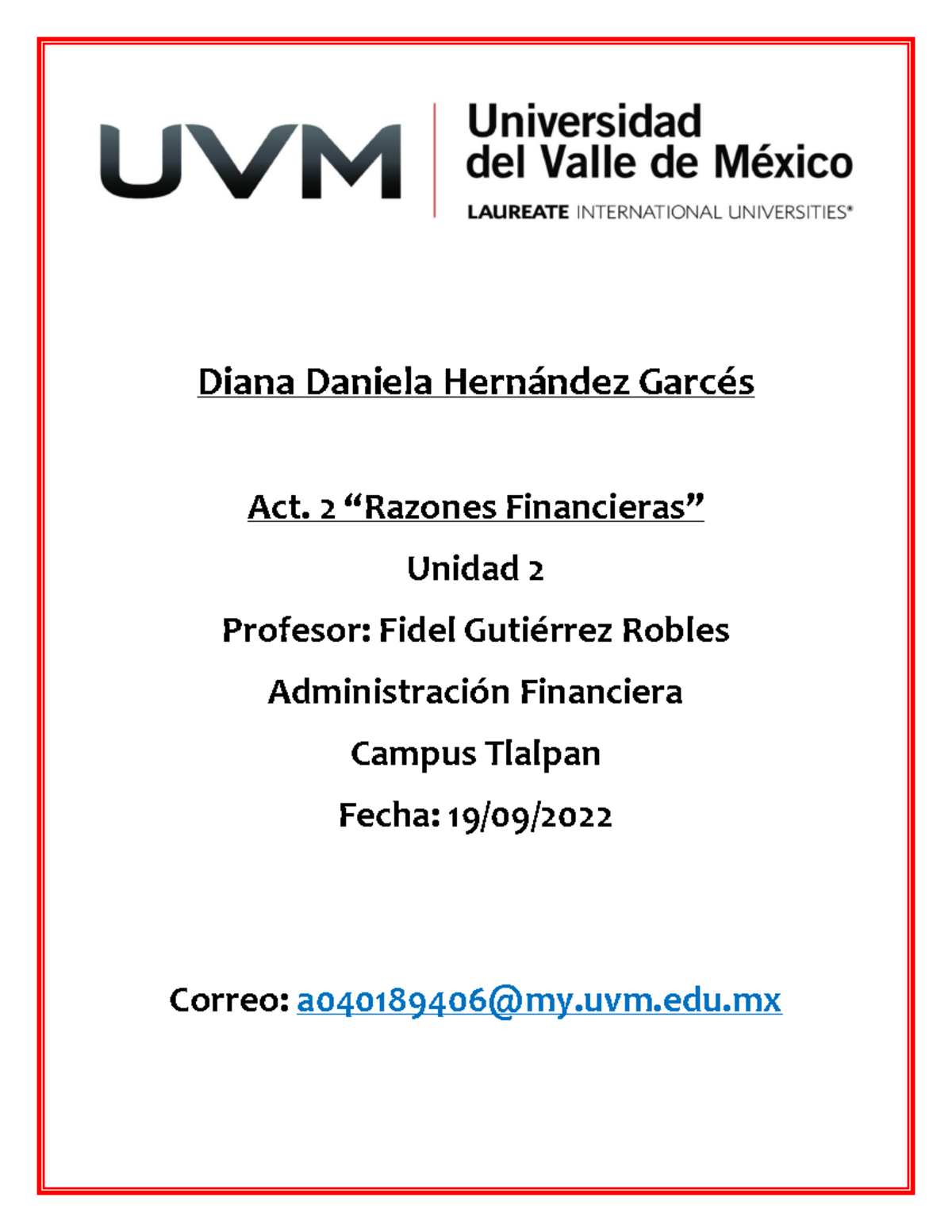 A#2 DDHG - actividad 2 admon financiera UVM - Diana Daniela Hernández ...