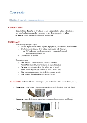Samenvatting Constructie: Eigenschappen, Materialen en Structuren - Studocu