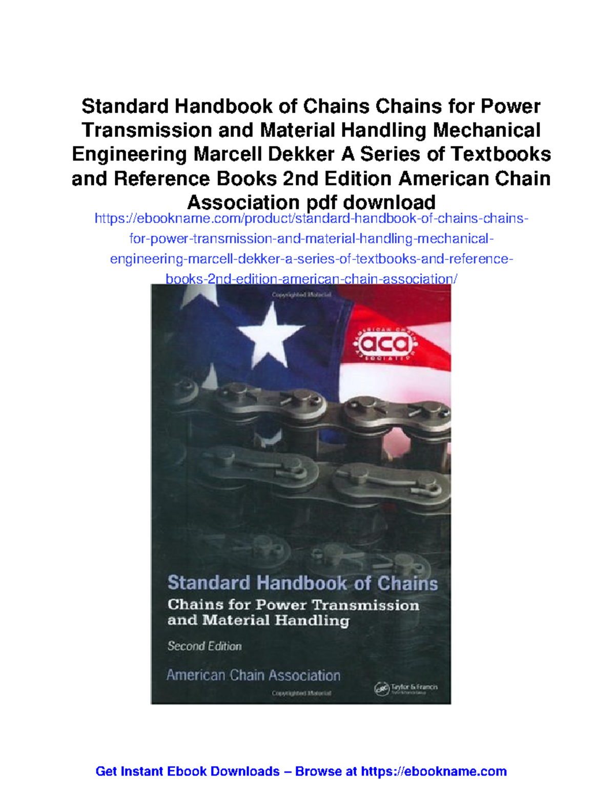 Standard handbook of chains for power transmission and material ...