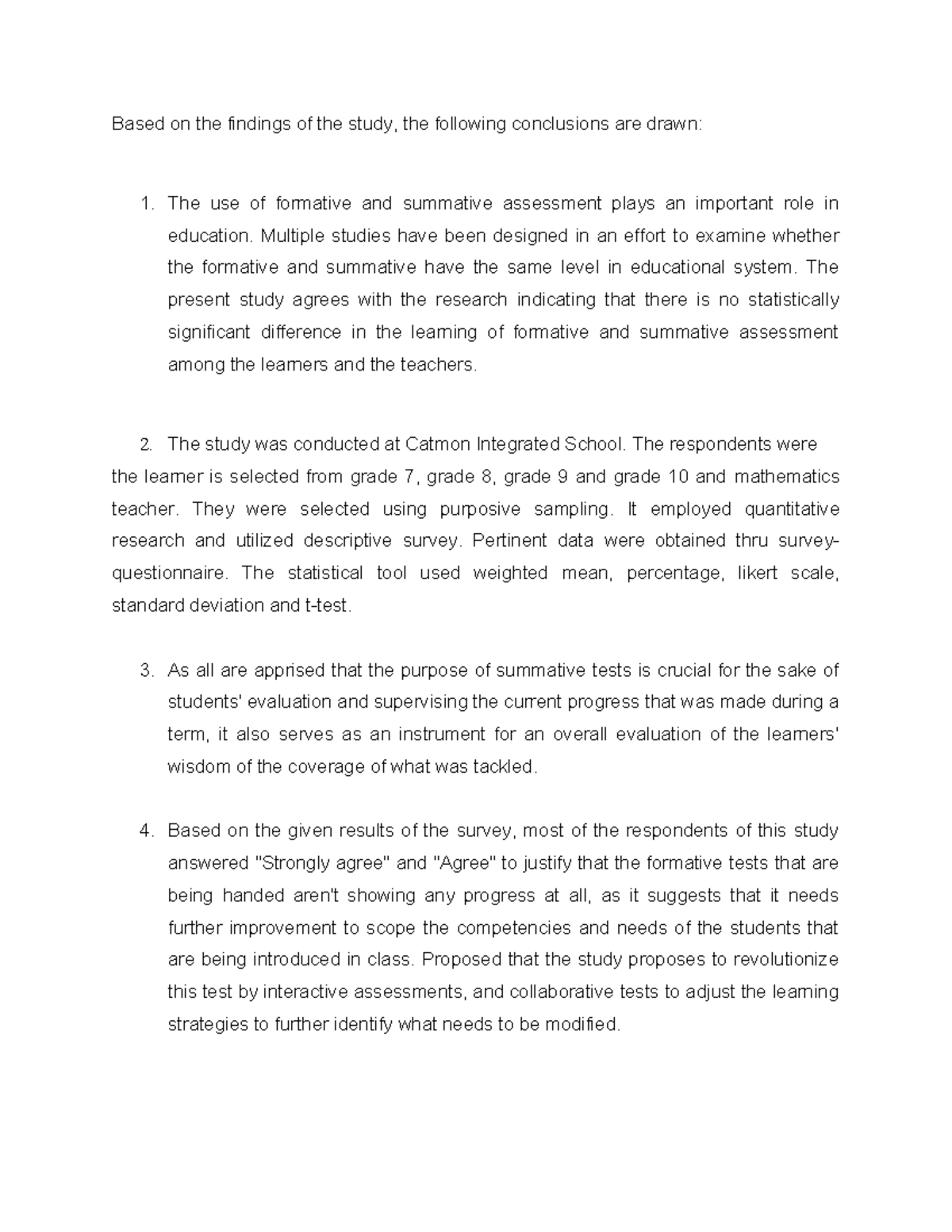 Concise Conclusions on Formative & Summative Assessment in Education ...