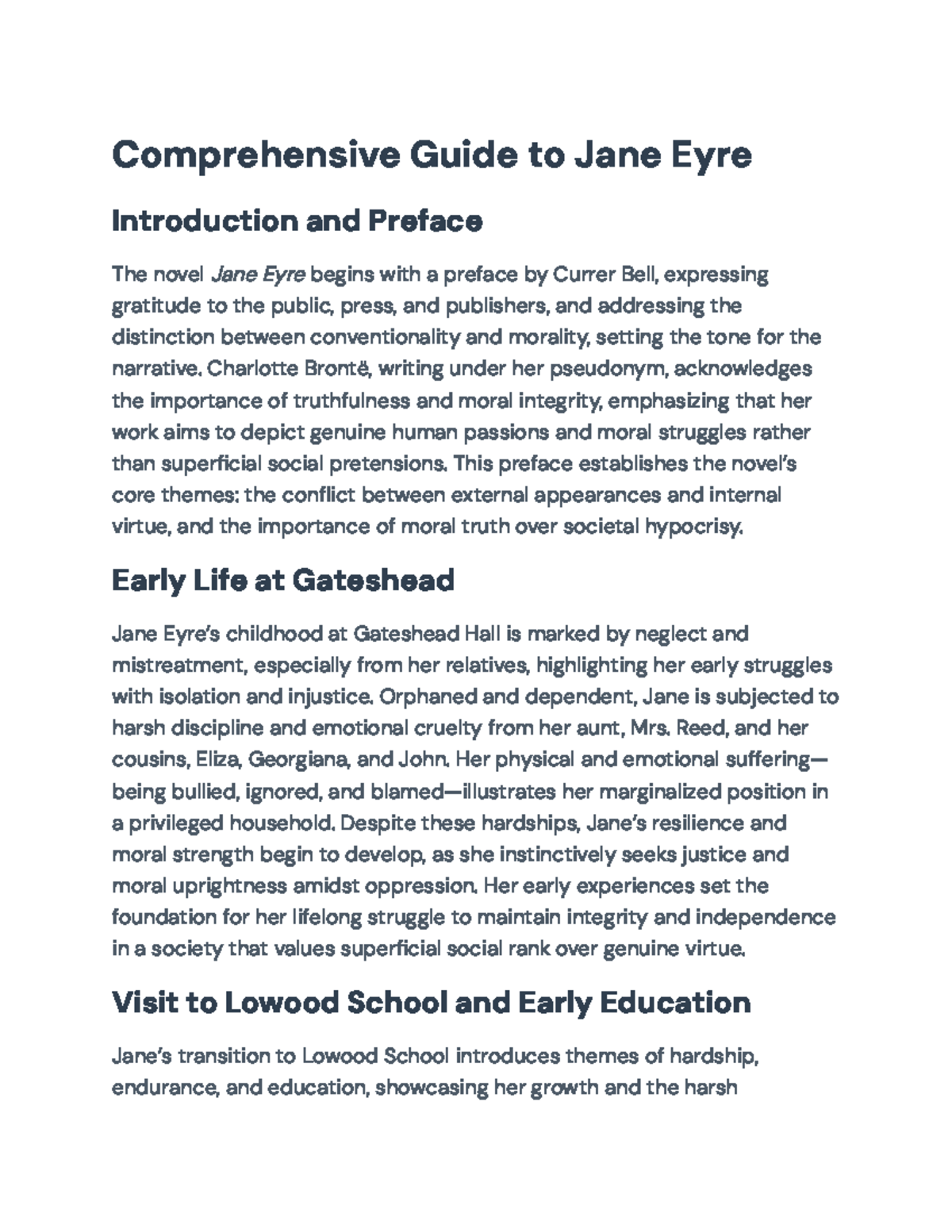 Comprehensive Guide to 'Jane Eyre' (Lit 101) – Themes & Analysis - Studocu