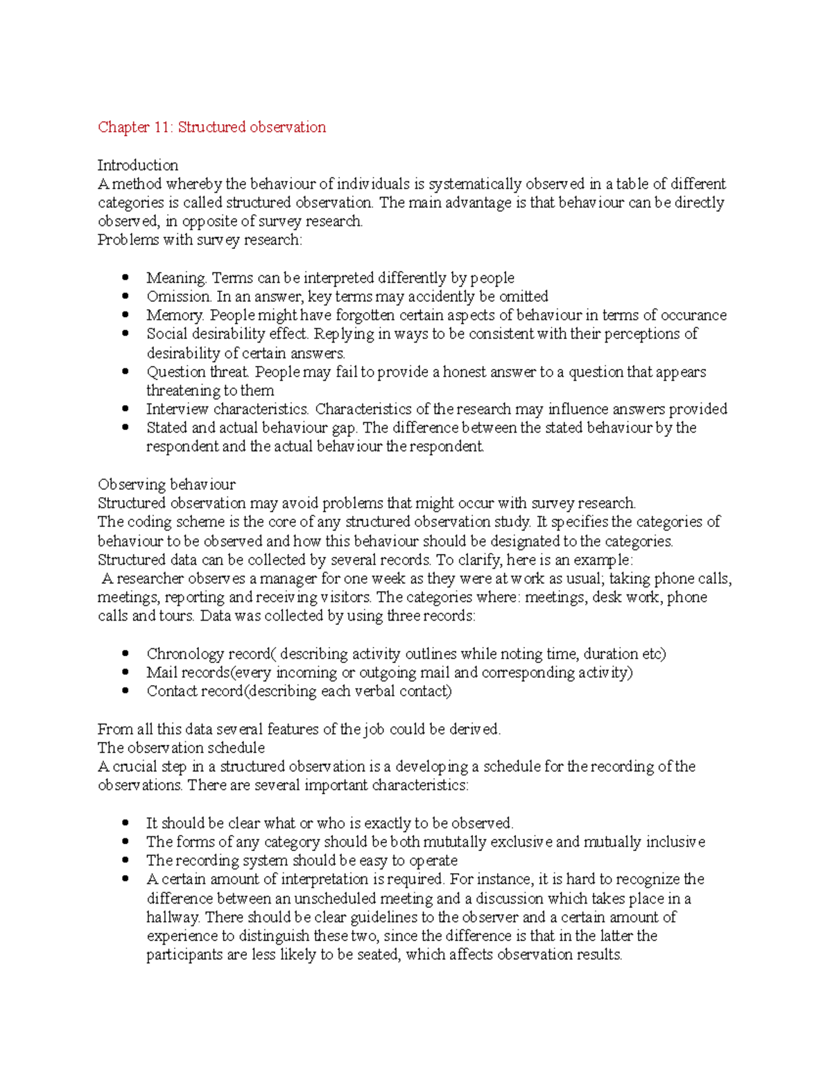 Chapter 11 Structured observation - Chapter 11: Structured observation ...