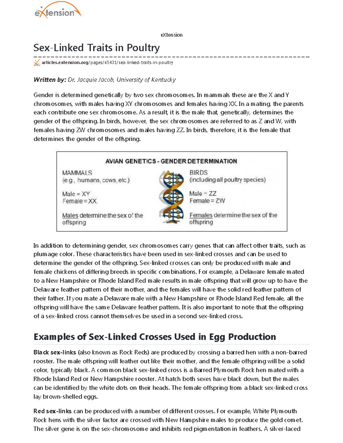 Poultry Genetics: eXtension Traits & Crossbreeding Insights - Studocu