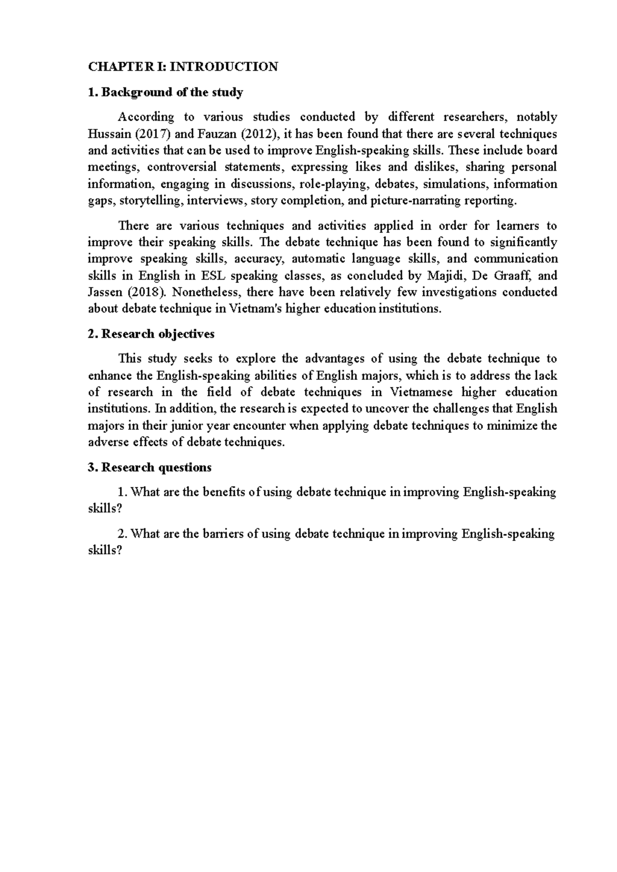 Research Topic for Debate: Enhancing ESL Speaking Skills through Debate ...
