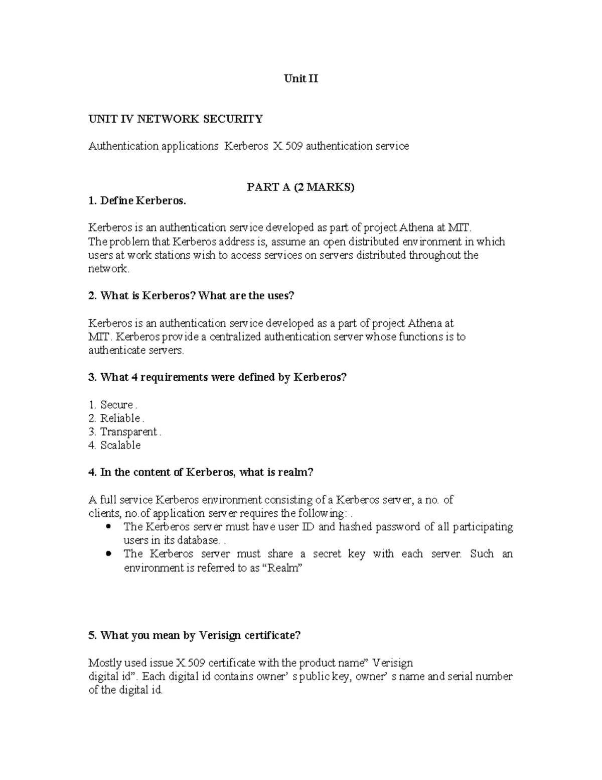 Unit III - ccs354 Network Security: Kerberos & IP Security Overview - Studocu