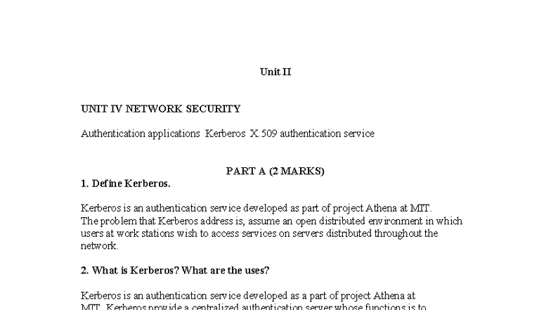 Unit III - ccs354 Network Security: Kerberos & IP Security Overview ...