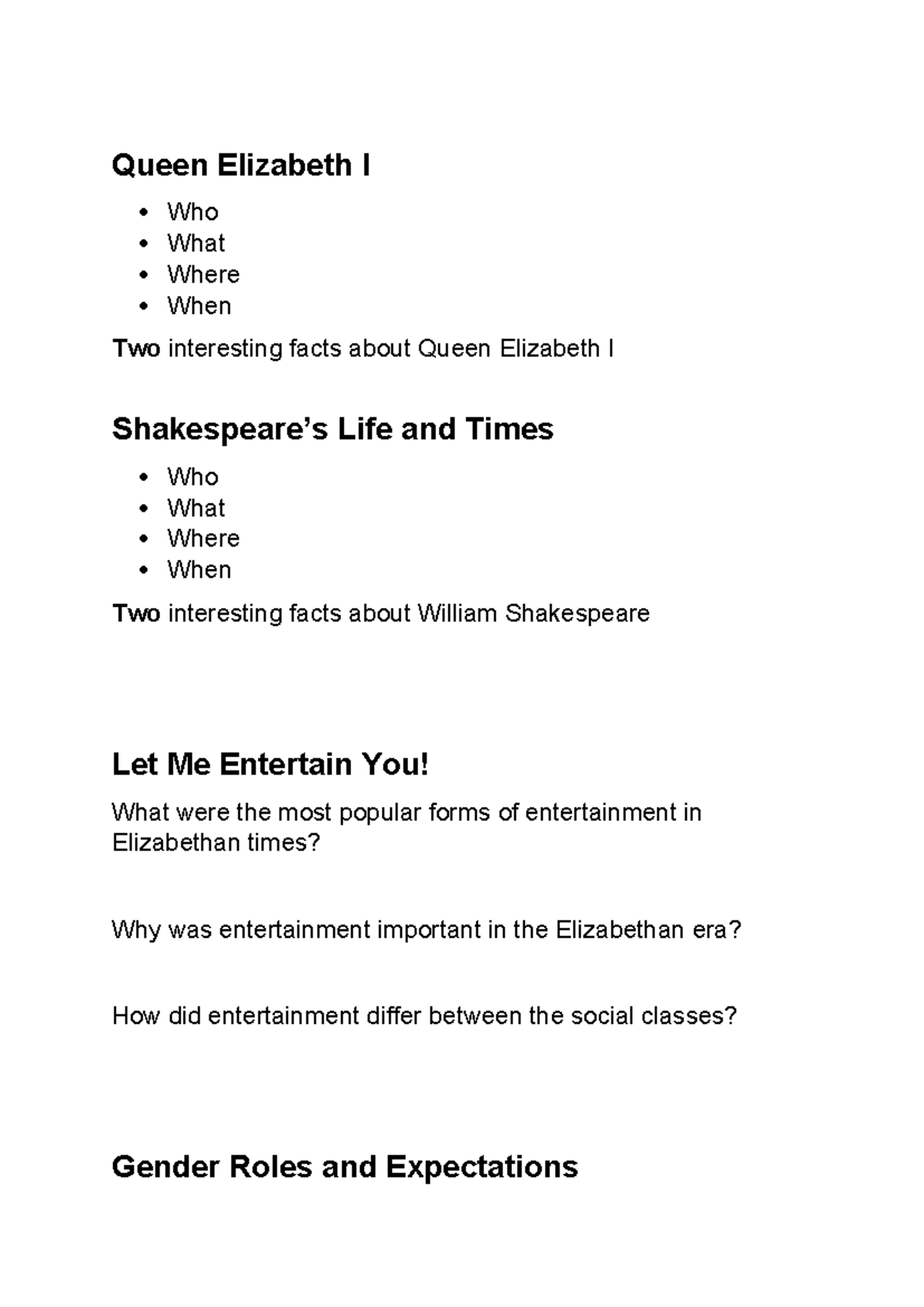 Questions for Elizabethan Context Activity 11EAL: Key Insights and ...