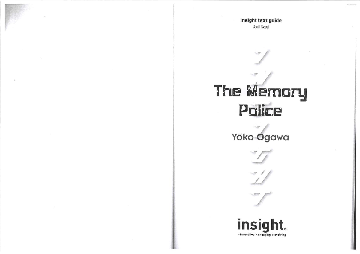 Insight Text Guide: The Memory Police by Yōko Ogawa - Analysis ...