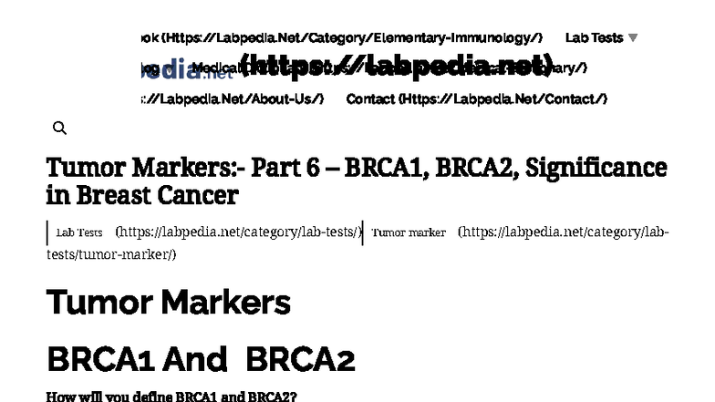 Tumor Markers - Part 6: BRCA1 & BRCA2 in Breast Cancer - Lab Tests ...