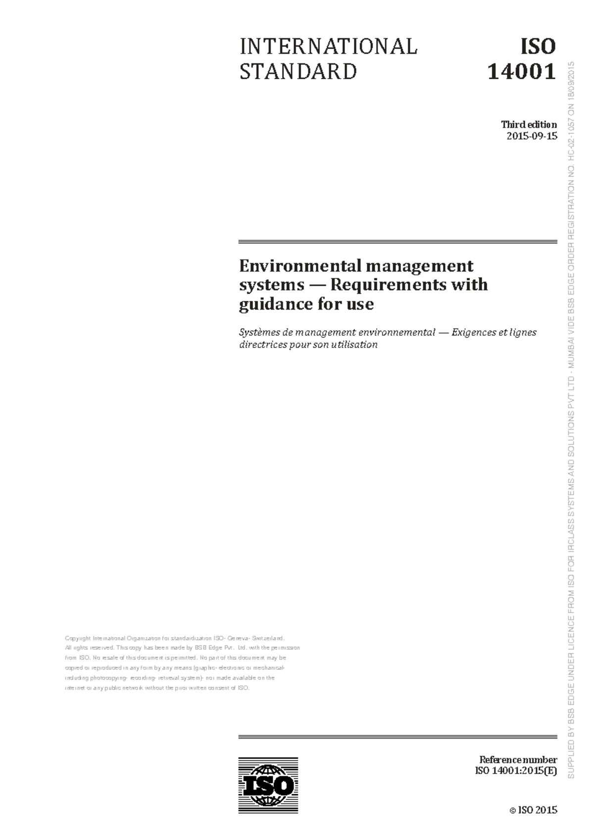 ISO 14001:2015 Environmental Management System Standards Guide - Studocu