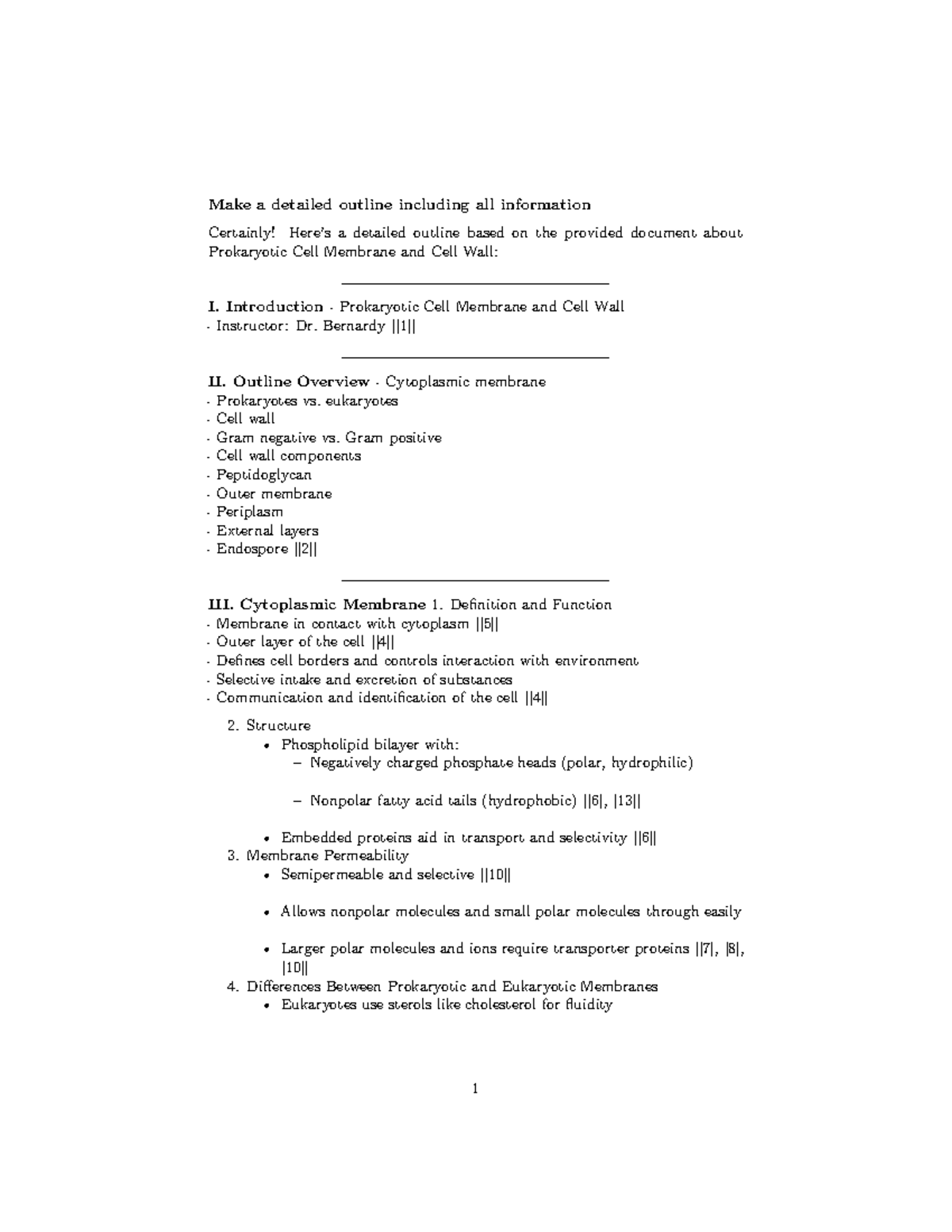 Detailed Outline on Prokaryotic Cell Membrane & Wall Structure for BIOL ...