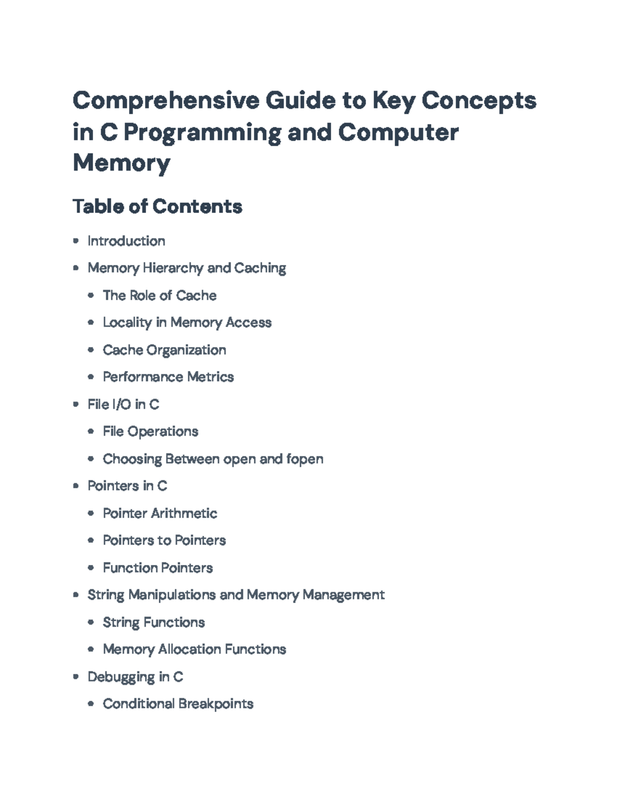 Comprehensive Guide to C Programming and Memory Management (CS101) - Comprehensive Guide to Key ...
