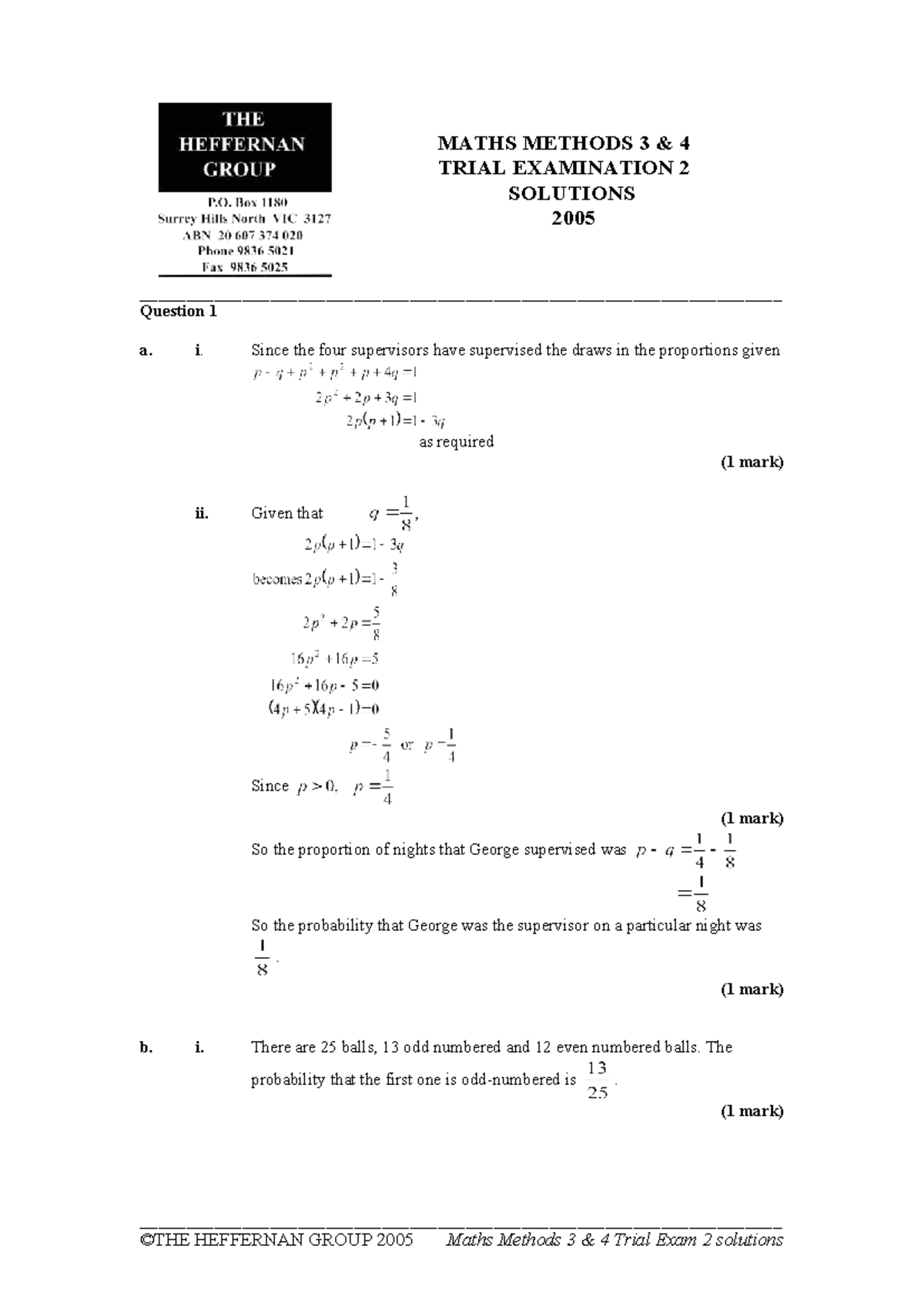 2005 MATHS METHODS 3 & 4 TRIAL EXAM 2 SOLUTIONS - Studocu