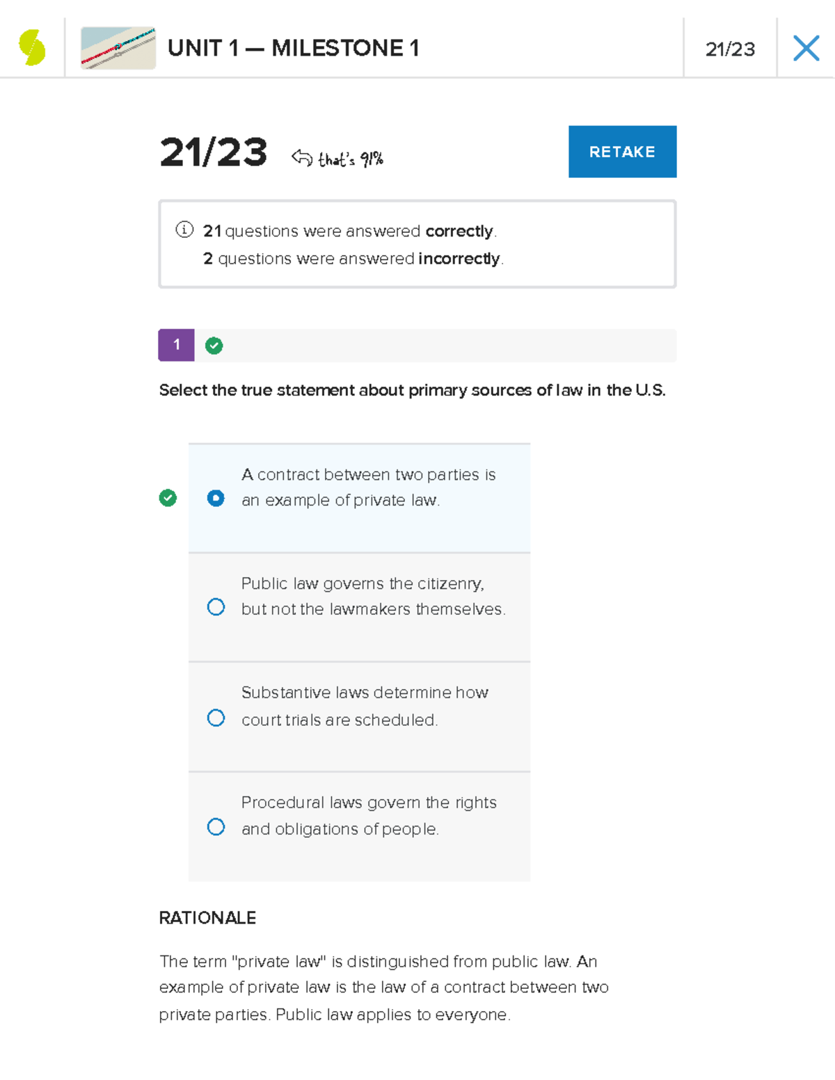 Unit 1: Milestone 1 Q&A on Law Concepts and Ethical Decisions - Studocu