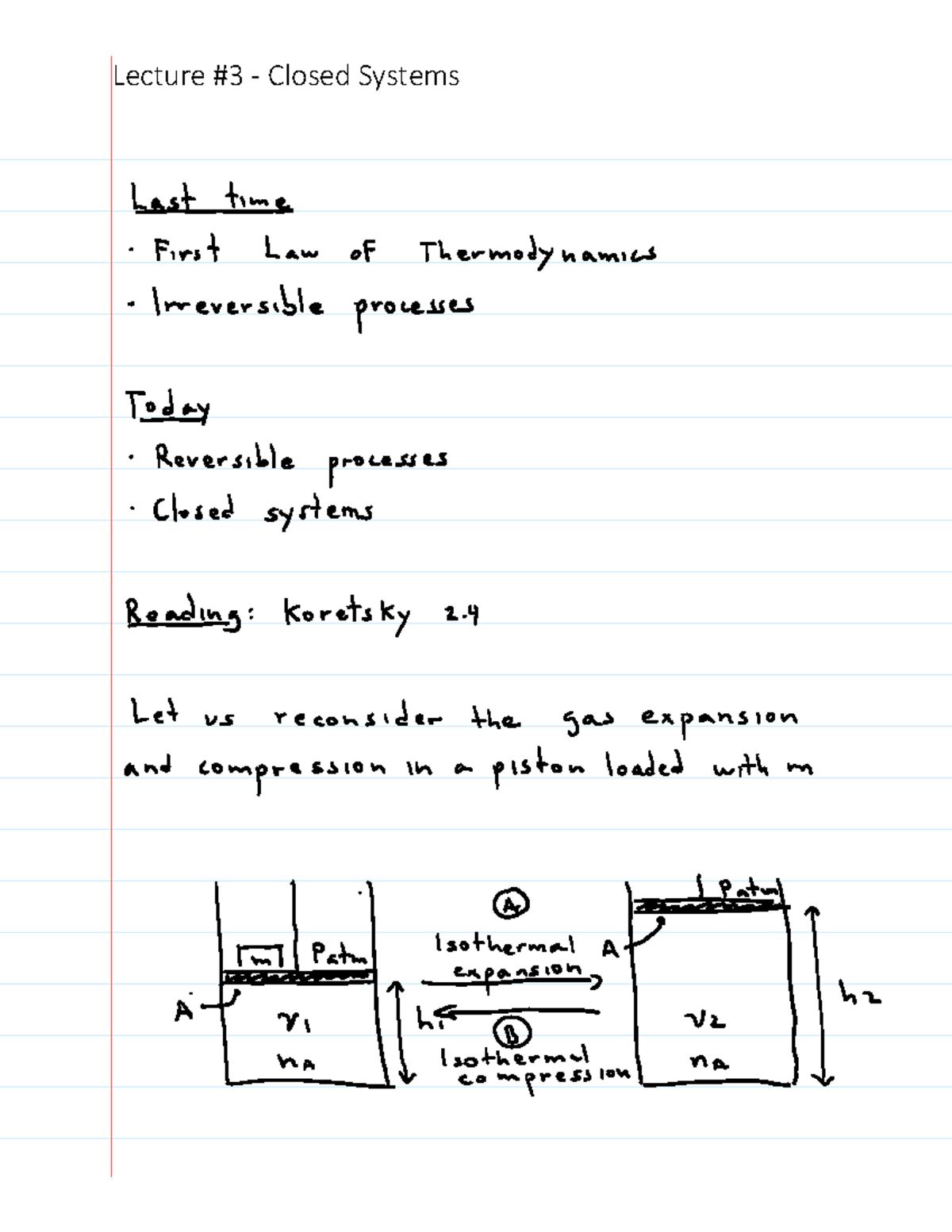 Lecture 3 - Closed Systems & First Law of Thermodynamics - Studocu