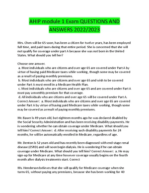 AHIP Module 3 Questions AND Answers 2022-2023 - AHIP Module 3 QUESTIONS AND ANSWERS 2022/ Mr ...