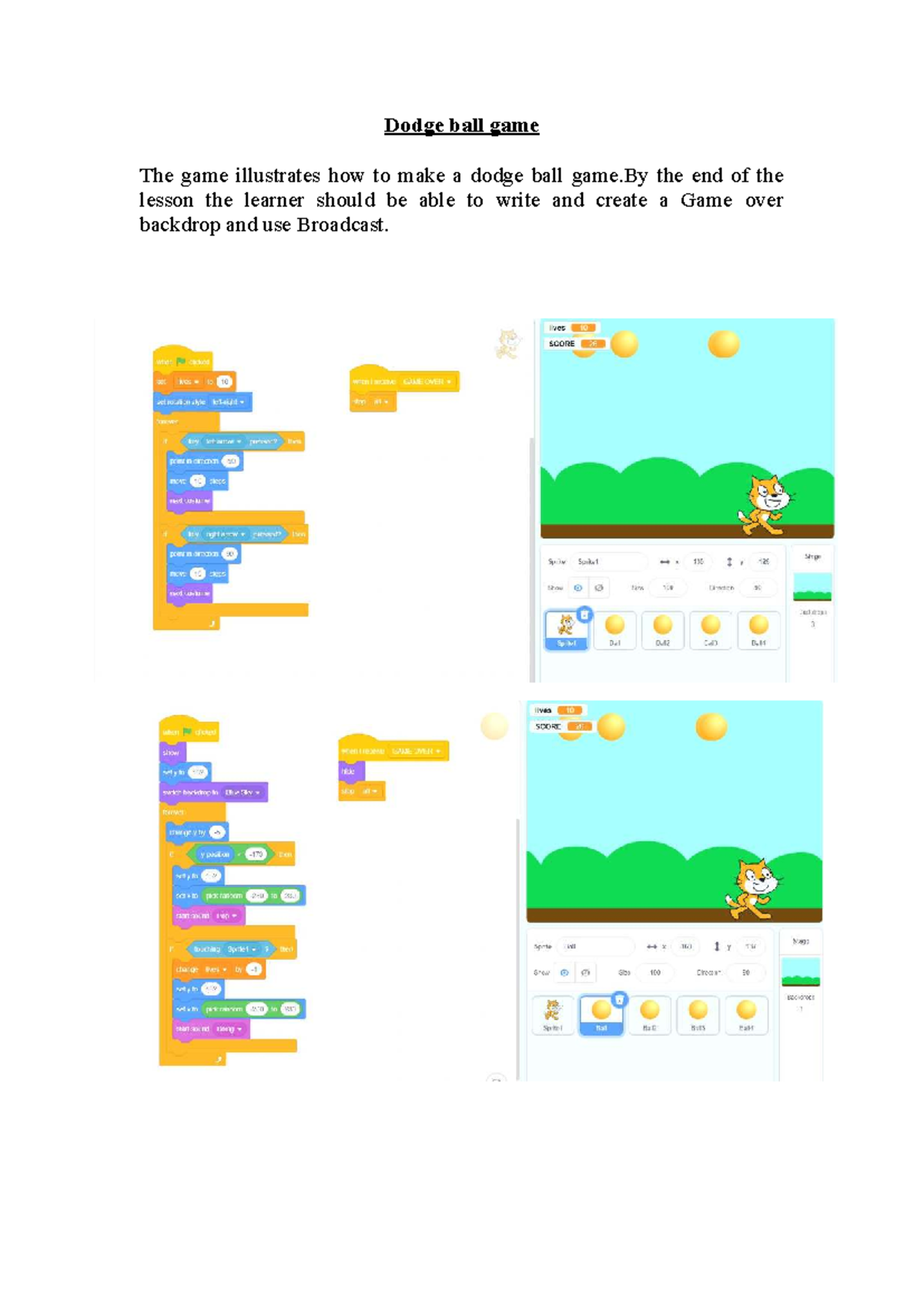 Dodge ball game - Class practical notes on scratch - performance ...