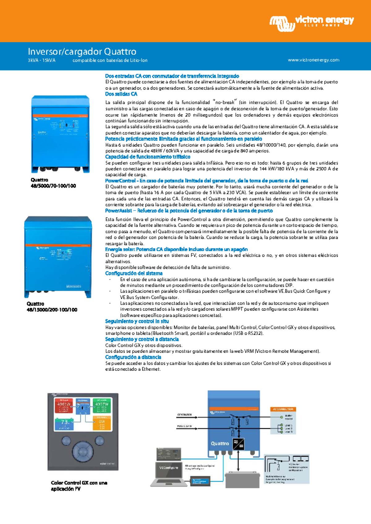 Ficha Técnica Victron Quattro 3kVA 15kVA: Guía Completa - Studocu